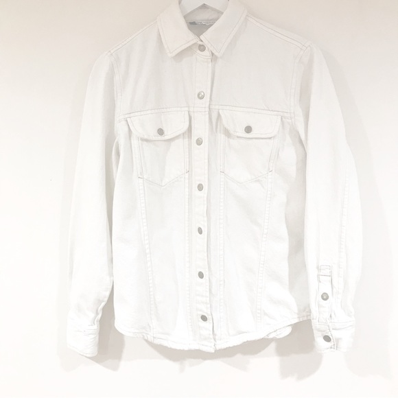 Zara | Jackets & Coats | Zara White Denim Shacket Size Xs | Poshmark